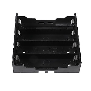 Coliao 6pcs 18650 Battery Case Holder 4 Slots X 3.7V 18650 Battery Storage Box, in Parallel Black Plastic Batteries Clip Box with Pin for DIY Parallel or Series Circuit PCB Projects