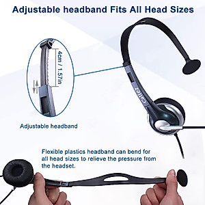 Callez Office Telephone Headset with Noise Cancelling Microphone, RJ9 Headphones Compatible with Polycom Avaya 1416 Aastra 9731 Allworx Gigaset Mitel 5330 Plantronics S10 Landline Deskphones (C300A1)