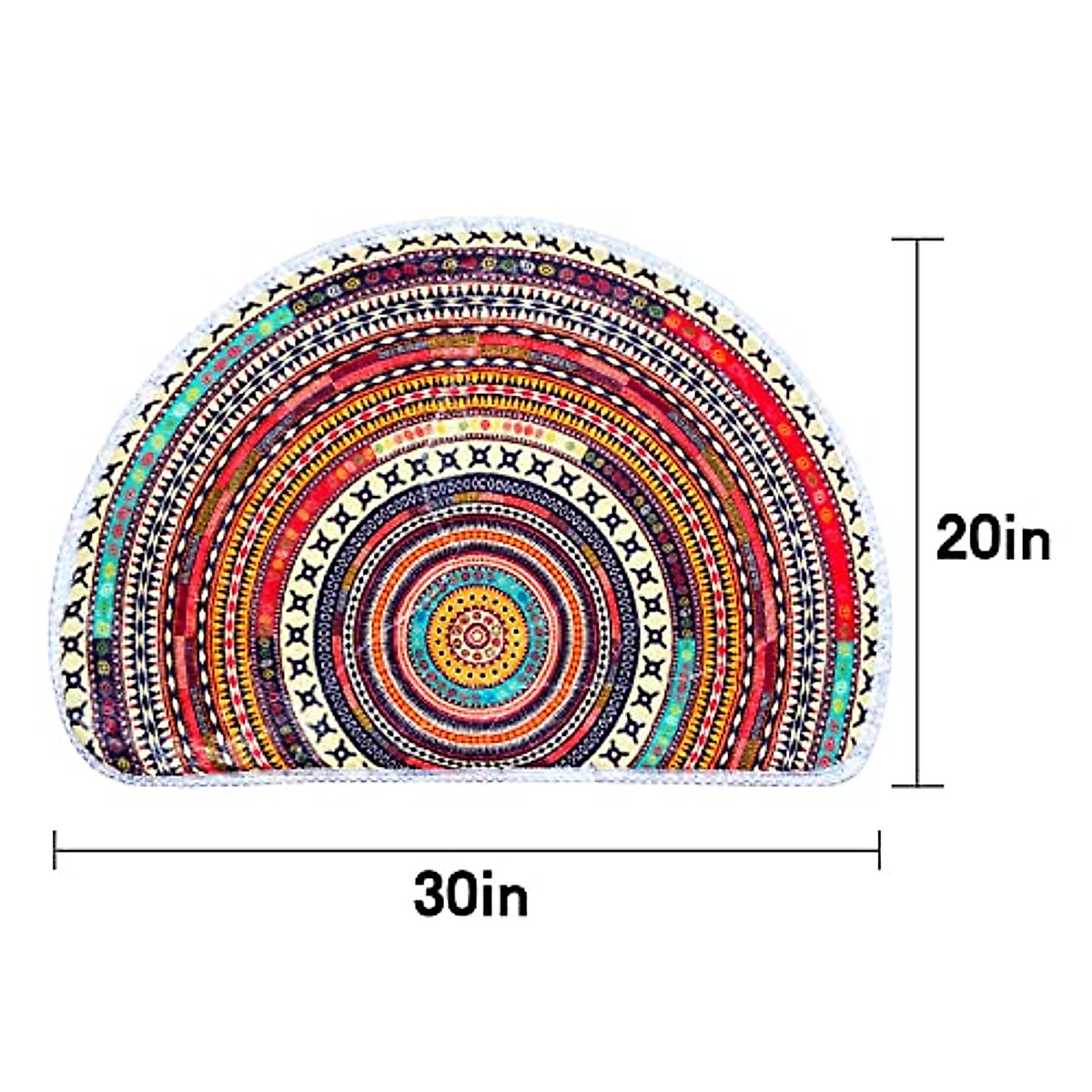 yolecan Half Round Bohemian Bathroom Rug,Ultra Soft and Water Absorbent Bath Mat,Boho Mandala Bath Carpet, Machine Wash/Dry, for Tub, Kitchen, and Indoor, 30x 20inch