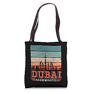 Dubai Arab Emirates Retro Vintage Sunset Skyline Dubai Tote Bag