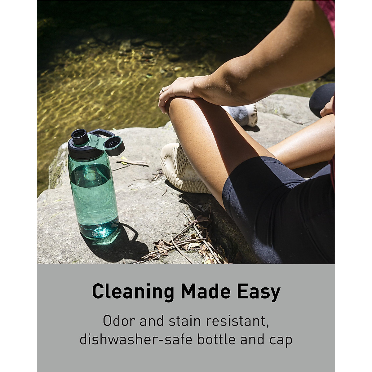 CamelBak Chute Mag BPA Free Water Bottle with Tritan Renew - Magnetic Cap Stows While Drinking, 20oz, Clear