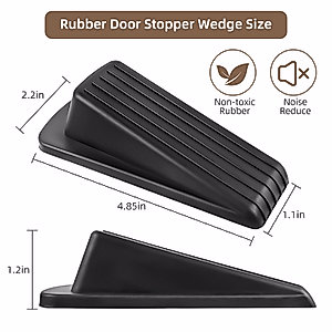 JZWBLILY Door Stoppers for Bottom of Door on Floor, Premium Rubber Door Stopper Wedge, Floor Sturdy Stackable Door Stops for Carpet Heavy Duty Door, Door Gaps (Black, 2 Pack)