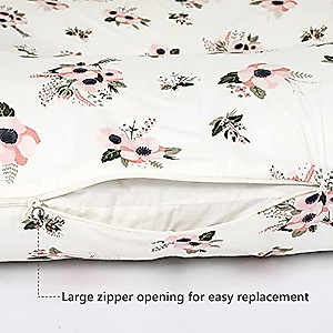 TILLYOU Pregnancy Pillow Cover - Cooling Maternity Pillow Cover for U-Shaped Full Body Maternity Pillow, Soft and Breathable for Expectant Mothers, Floral