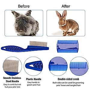 6 PCS Bunny Rabbit Grooming Kit Guinea Pig Grooming Kit Bunny Rabbit Brush for Shedding, Pet Hair Grooming Bath Brush with Adjustable Handle, Bunny Comb Rabbit Nail Clipper Trimmer for Hamster