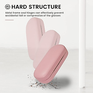 molshine Hard Shell Leather Sunglasses Case,Classic Large Glasses Case for Women Men,Sunglass Eyeglasses (Pink)