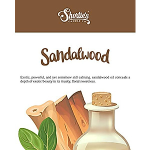 Sandalwood Scented Natural Soy Candle, Essential Fragrance Oils, 100% Soy, Phthalate & Paraben Free, Clean Burning, 9 Oz.
