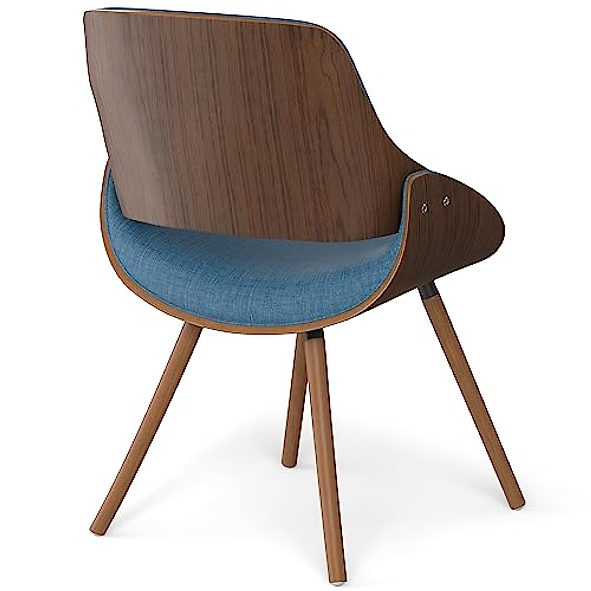 SIMPLIHOME Malden Dining Chair in Blue Linen Look Fabric, 22.8" W x 20.9" D x 30.9" H, Mid-Century Modern Wood Back Chair for Dining Room