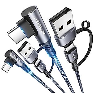 JSAUX 60W USB C Cable 6.6FT 2-Pack, USB C to USB C Cable Right Angle Fast Charging Cord USB C to C Type C Charger Compatible with Samsung S23 S22 S21 Note 20 iPad Pro Air Mini, MacBook Pro Air, Pixel