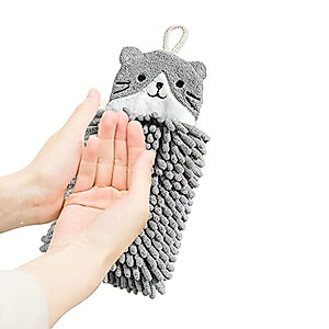 Uwariloy Chenille Hand Towel - Cute Animal Soft Hanging Hand Towels, Fast Drying & Absorbent Thick Microfiber Hand Towel Decorative Towels for Kitchen Bathroom