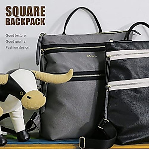 MIXX SHUZ Fashionable PU Leather Backpack Casual Daypack Large Capacity Lightweight Travel Bag Tote Purse for Women