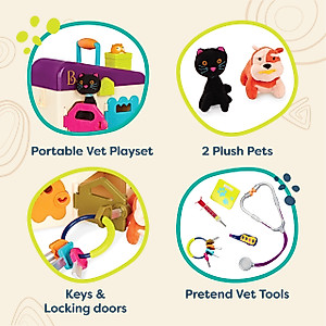B. toys - Toy Vet Set For Toddlers, Kids - Pet Care Set - Pretend Play Set - Vet Clinic, Tools, Plush Toys - 2 years + - Pet Vet