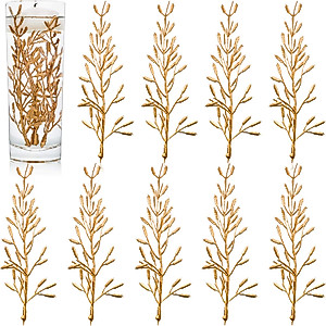 30 Pieces Faux Flowers for Floating Candles Centerpiece 6 Inch Mini Flower Filler Vase Fillers Filling in Floating Candles for Wedding Dinning Table Party Home Bar Restaurant Decoration (Gold)