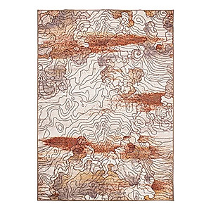 My Magic Carpet Washable Rug - Non-Slip, Stain Resistant, Waterproof, Foldable - 1 Piece Accent Living Room & Bedroom Area Rug - Pet & Kid Friendly (Vienna Abstract Natural, 5X7 ft)