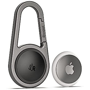 RANGLAND Carabiner AirTag Holder with Keychain - Ultra Durable Shockproof/Waterproof Case with Spring-Loaded Clip (Designed for Apple AirTag) (Aluminum)