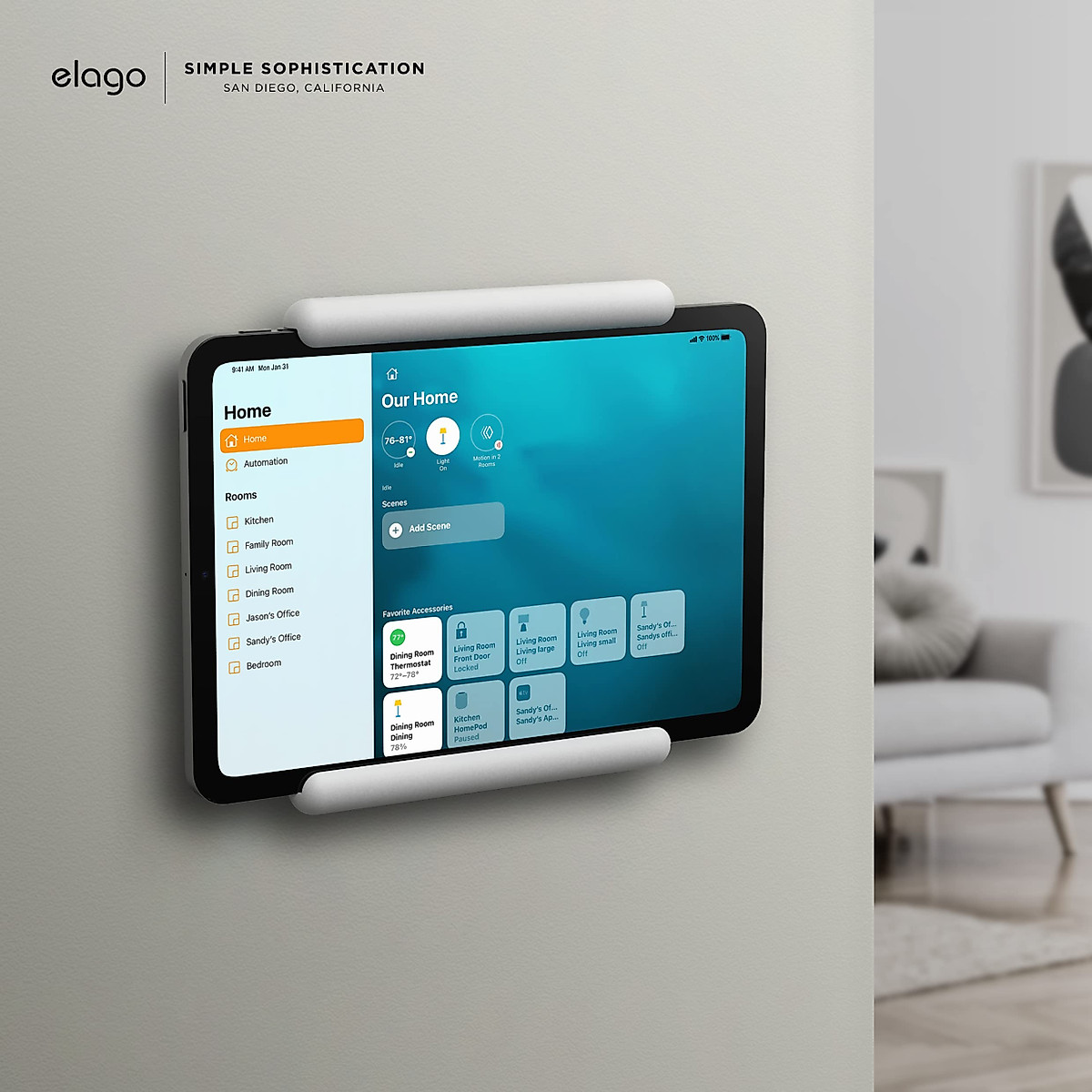 elago Home Hub Mount [White] - [iPad Wall Mount][Homekit Mount][Easy Installation][Scratch-Free][Cable Management Included] - for Mini, Air, Pro