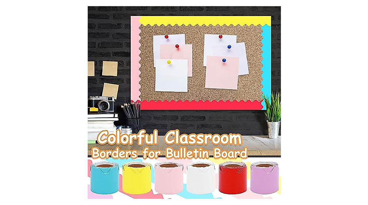 Colorful Classroom Bulletin Board Borders - 6 Rolls Waterproof Decor