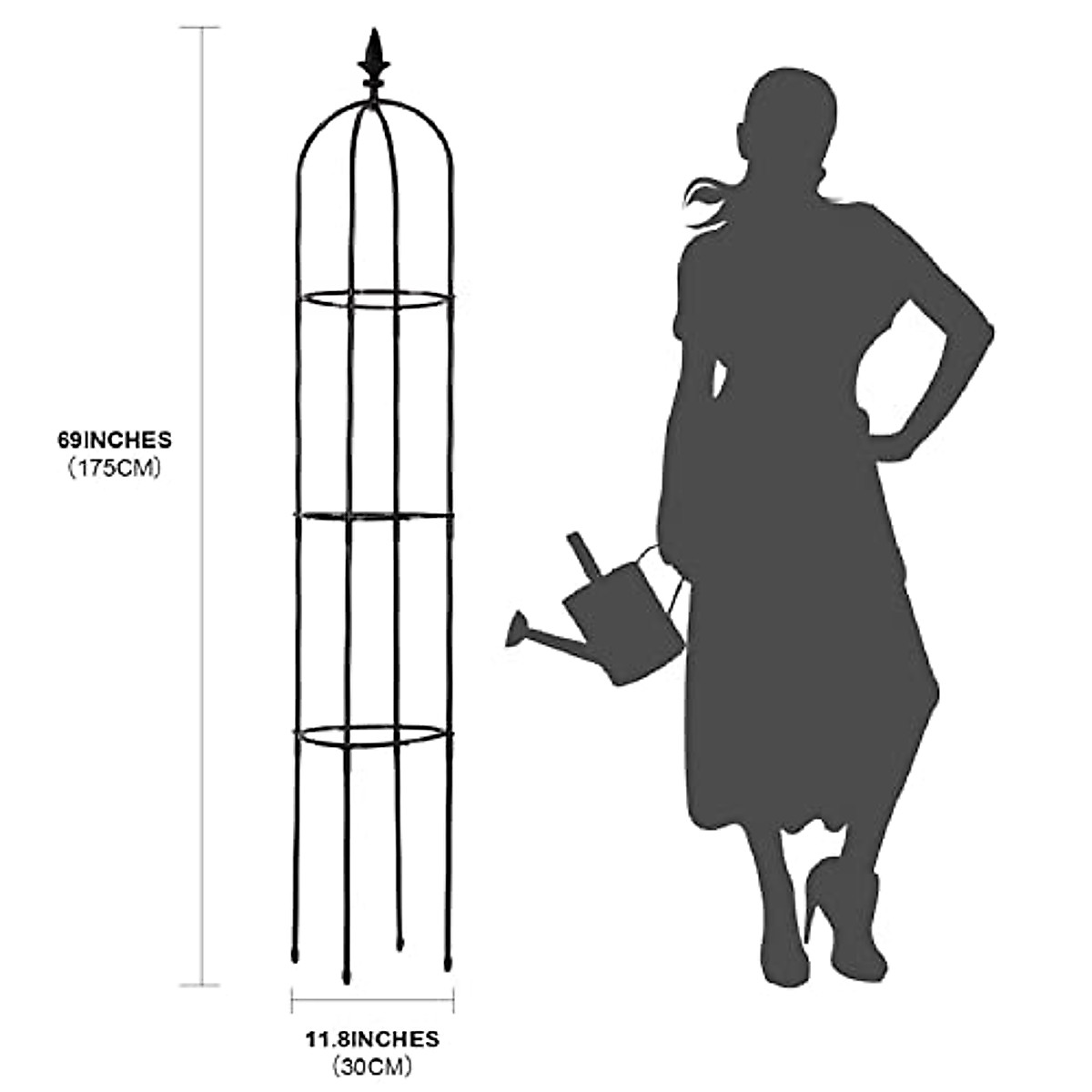 Lalahoni Garden Trellis for Climbing Plants Outdoor, 2 Pack 6ft Tall Plant Support Trellis for Potted Plants Climbing Vine Rose Clematis Outdoor Indoor Garden Obelisk Trellis, Lightweight, Black