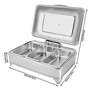 Electric Chafing Dish Buffet Set,3 Pan 9L/9.5QT Food Warmers for Parties Buffets,Stainless Steel Buffet Server and Warming Tray,Adjustable Temperature 45-80℃/ 113-176℉,Silver