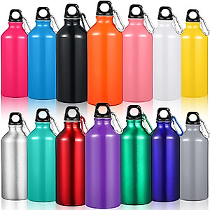Tanlade 14 Pack Aluminum Water Bottles Bulk 20 oz Lightweight Reusable Blank Water Bottles Gym Sports Bike Leak Proof Bottles with Twist Cap Buckle for Travel Camping Running Cycling Outdoor, 14 Color