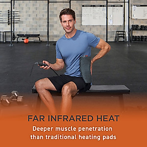 Pure Enrichment PureRelief Pro Far Infrared XL Heating Pad - Muscle Relief for Back, Neck, Shoulder, & Knee Pain in Athletes, 4 Heat Settings, Dry/Moist Heat, 12” x 24” Extra-Large Size (Iron Gray)