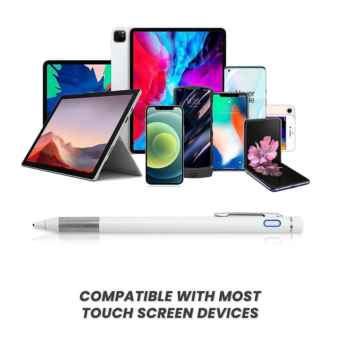 Pencil for Samsung Galaxy Tab A7 A8 A9 Stylus, Rsepvwy Active Digital Stylus with 1.5mm Ultra Fine Tip Stylus Pen for Samsung Galaxy Tab A7 A8 A9,White