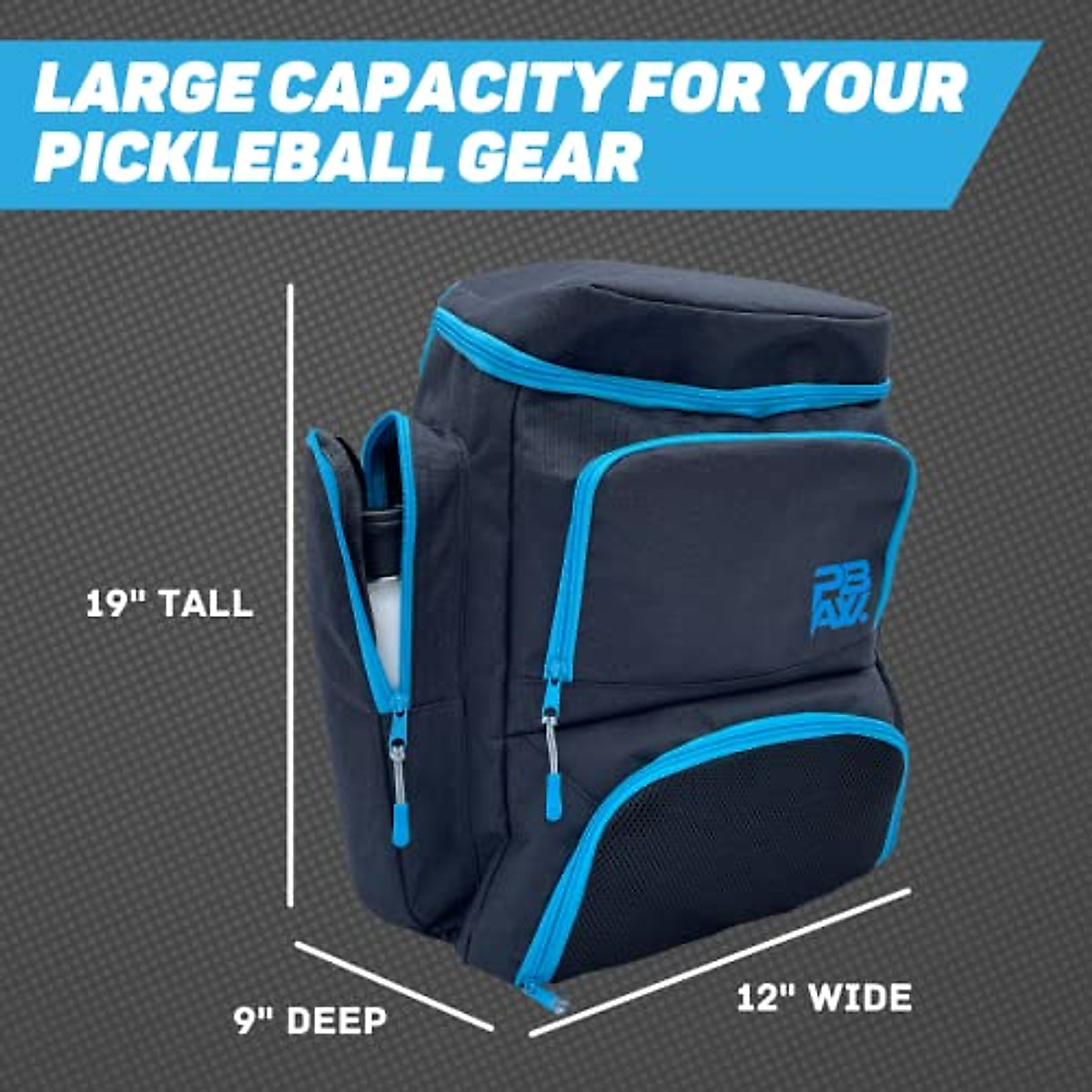 Pickleball Backpack for Men and Women - Fits 2 to 4 Paddles - Shoe Compartment, Fence Hook, Storage Pockets for 2 Water Bottles, Pickleballs, Clothing, Racquet/Paddle Storage - Pickleball Bag