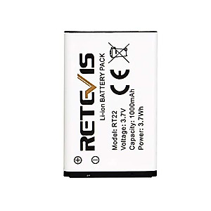 Retevis RT22 RT22S RT15 RT19 Two Way Radio Battery 3.7V 1000mAh Original Li-ion Battery Compatible RT22 RT22S RT15 RT19 WLN KD-C1 Walkie Talkies (1 Pack)