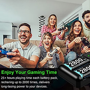 2800mAh Rechargeable Controller Battery Pack for Xbox One/Xbox Series X/Xbox One S/Xbox One X/Xbox One Elite, Rapthor 2x2800 mAh High Power NI-MH Batteries Kit Without Charger (2 Batteries Only)