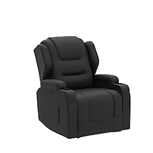 ETAGERIA Swivel Rocker Recliner Nursery Rocking Chairs 360 Degree, Manual Glider Recliner Chairs for Living Room,Upholstered Swivel Single Sofa Seat with Cup Holders, Side Pockets, Pillow, Leather