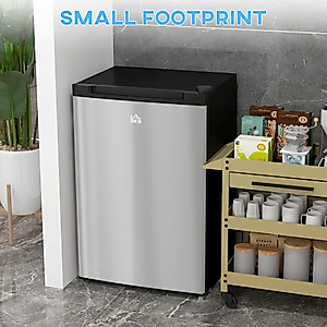 HOMCOM Upright Freezer, 3.0 Cubic Feet Compact Mini Freezer with Reversible Single Door and Adjustable Thermostat, Small freezer for Home, Dorm, Apartment, Home Office, Silver