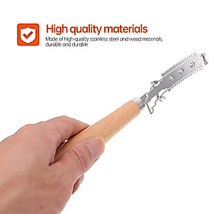 Hemoton Pig Hair Scraping Device Lame Razor Pig Hair Scraper Pork : Pig Hair Shaving Stainless Steel Meat Hair Scraper Wood Handle Blade Meat Hair Gadget Tool Meat Hair Remover