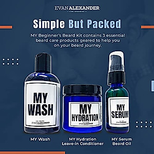 Evan Alexander Grooming MY Beginner’s Beard Kit - Hydrates and Moisturizes - Beard Growth Kit - Simple and Easy Beard Grooming Set - Personal Hygiene Products for Men - Great Fragrance