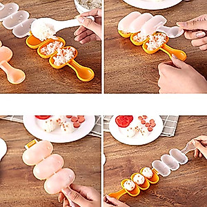 Rice Ball Mould Shaker Onigiri Mold Ball Shaped Kitchen Tools Shakers for Shake DIY Lunch with a Mini Rice Paddle (Blue)