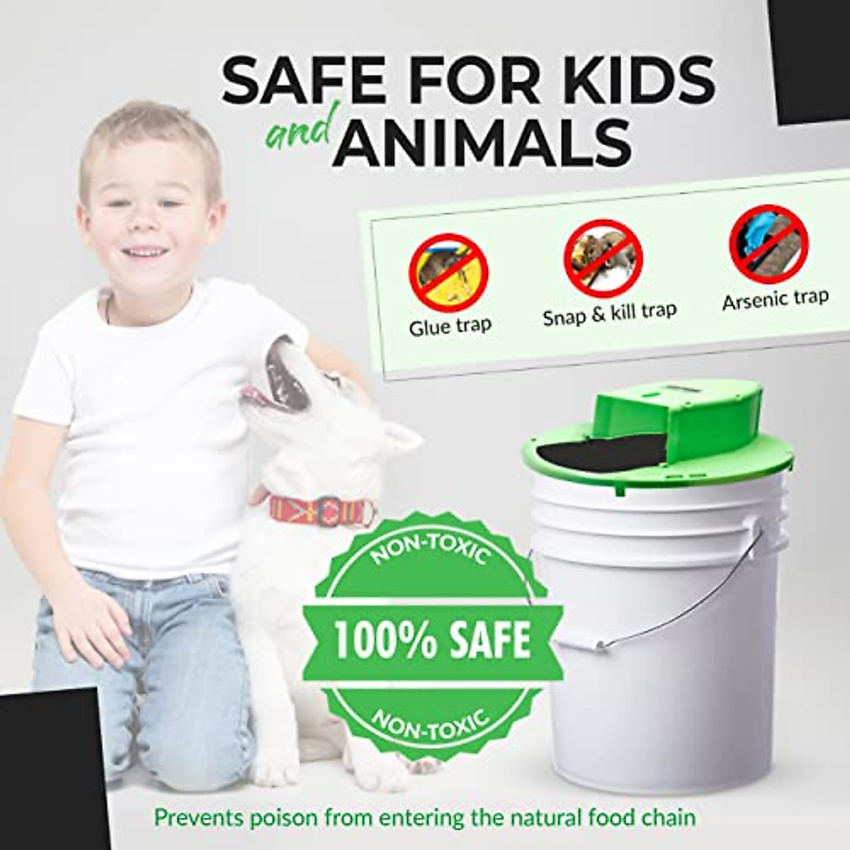 Bucket Lid Mouse Trap - Flip and Slide Humane Mouse Trap with Auto Reset Lid - Fits 5 Gallon Bucket - Multiple Catch Indoor/Outdoor Mousetraps - Reusable Smart Rodent Catcher for Mice & Small Rats