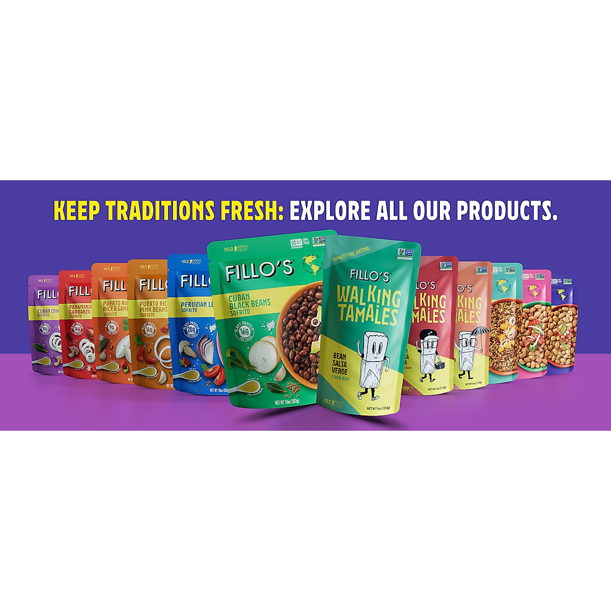 Fillo's Tex Mex Pinto Beans - Ready to Eat Beans, Gluten-Free, Preservative-Free, Microwavable, Non-GMO, Vegan Friendly, Plant Protein, 10 oz Pk of 6