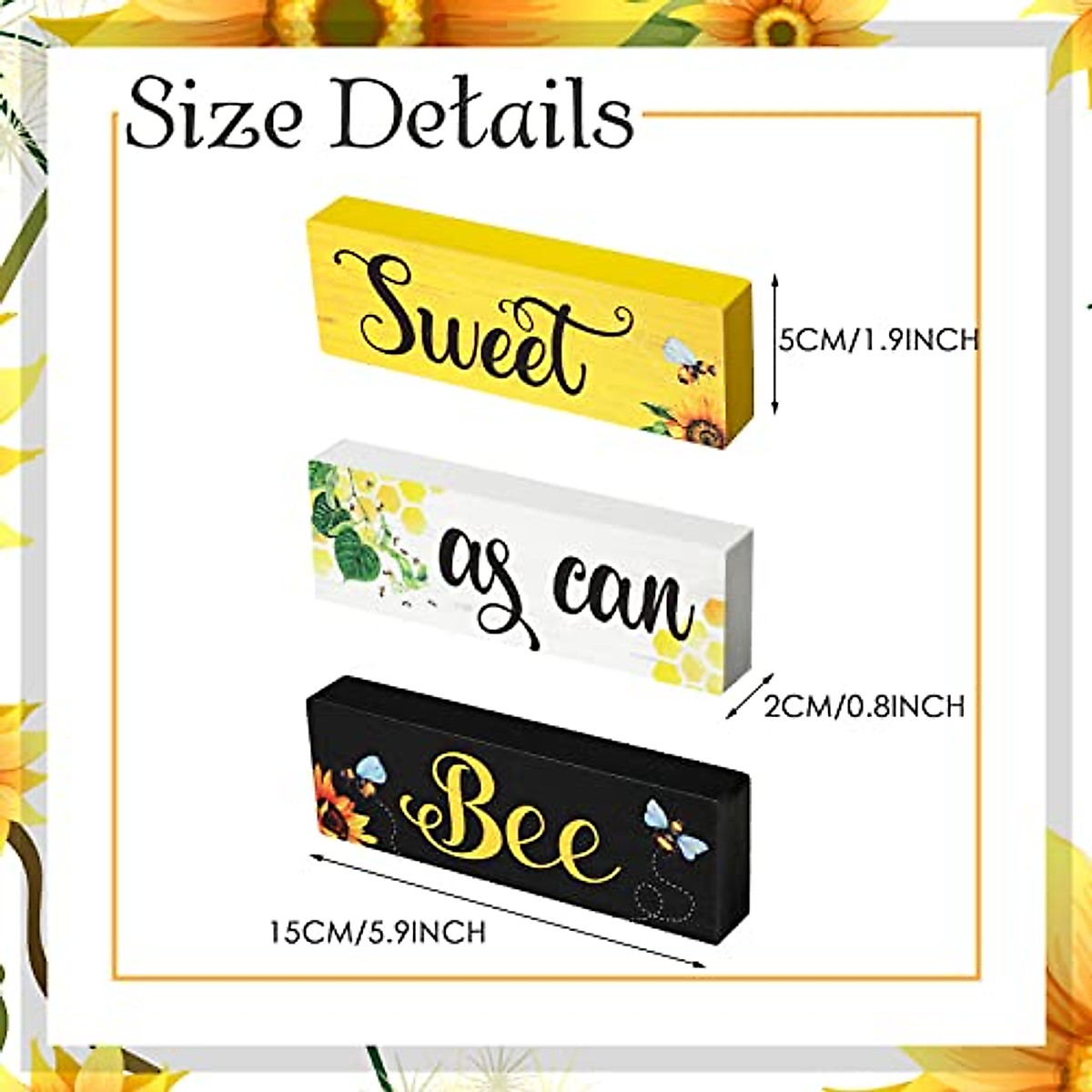 Sign Sunflower Tiered Tray Decor Tabletop Centerpiece for Summer Home Sweet as Can Trays Signs MDF Wood Sign Sunflower Gifts for House Kitchen Decor Wood Blocks Rustic Farmhouse Decor