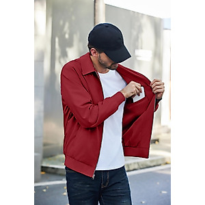 COOFANDY Men's Laydown Collar Golf Jacket Lightweight Slim Fit Sportswear Jacket Casual Bomber Jacket Casual Jackets
