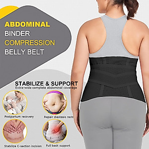 QEESMEI Women's Waist Trainer Postpartum Belly Band Abdominal Binder Post Surgery