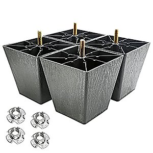 Murtenze 4Pack 4 inch Sofa Legs, Square Tapered Plastic Couch Legs Replacement Furniture Legs with M8 Hanger Bolts for Chair Sofa Dresser Cabinet Loveseats Ottoman Bed