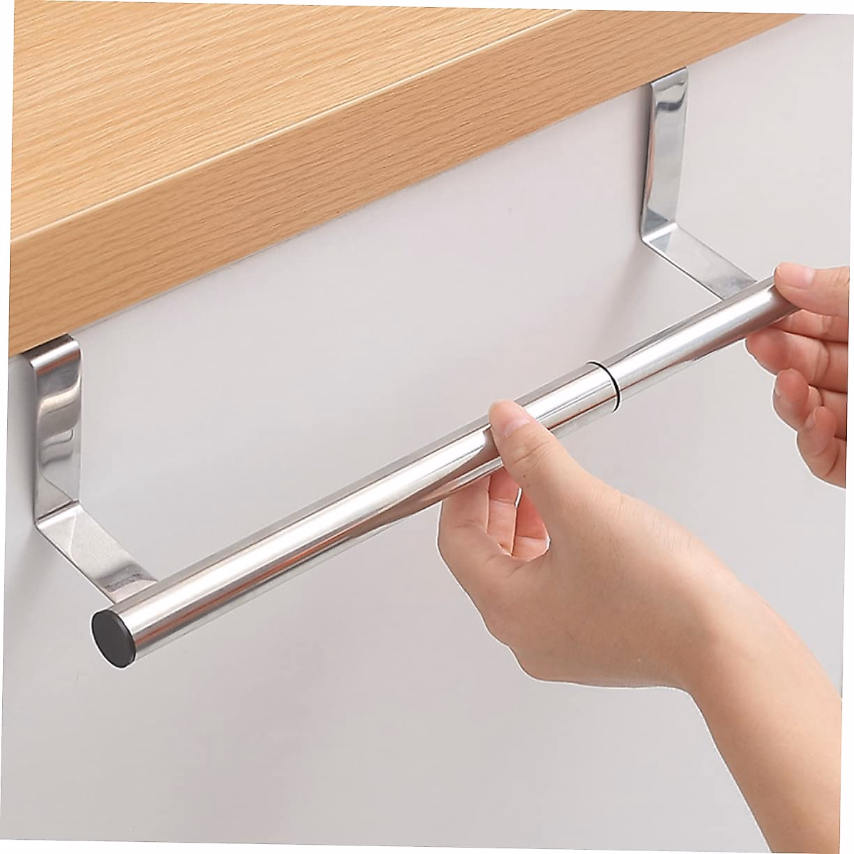 FELTECHELECTR Telescopic Towel Rack Cabinet Door Towel Holder Household Towel Rack Towel Single Bars Kitchen Towel Shelf Over Cabinet Towel Bar Metal Towel Bar Storage Stainless Steel Cupboard