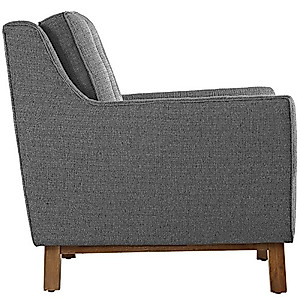 Modway Beguile Mid-Century Modern Sofa With Upholstered Fabric In Gray