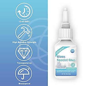 Viomis Glass Glue, 30g, Instant Strong Bond for Glass, Acrylic, Waterproof, Dries Clear, Quick Curing, Ideal for Craft, Jewelry, Rhinestone, Crystal, Mirror, Glasses