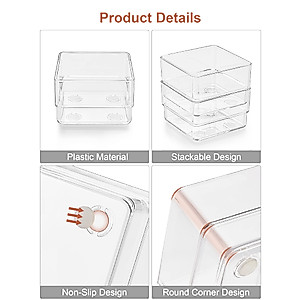 SMARTAKE 22-Piece Drawer Organizer with Non-Slip Silicone Pads, 4-Size Clear Desk Drawer Organizer Trays Storage Tray for Makeup, Jewelries, Utensils in Bedroom Dresser, Office and Kitchen, Clear