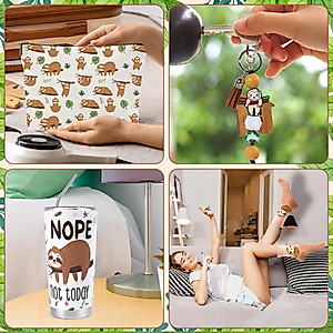 Keluna Sloth Gifts for Women Girls - 4Pcs Sloth Gifts Set 20oz Stainless Steel Tumbler with Lids Straw Cute Animal Makeup Bags Socks Keychain for Sloth Lovers Friends Birthday Christmas Gifts