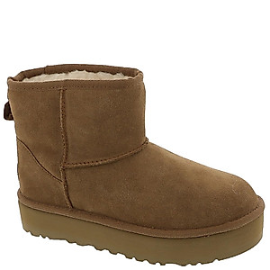 UGG Unisex-Child Classic Mini Platform Boot, Chestnut, 5 Big Kid