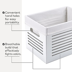 2 Pack White Bathroom Decor Box for Toilet Paper Storage - Wood Toilet Tank Basket Topper - Perfect Back of Toilet Storage Basket, Lined with Soft Linen Fabric - Ideal Countertop Sink Organizer