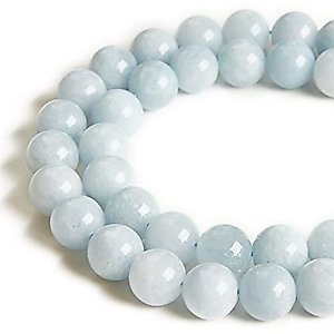 60pcs 6mm Aquamarine Beads Natural Gemstone Beads Round Loose Beads for Jewelry Making