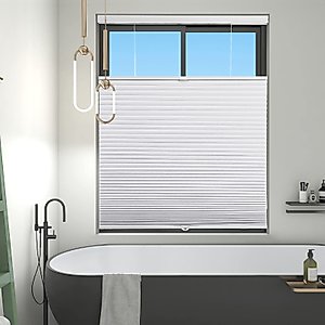 Changshade Custom Top Down Bottom Up Cellular Shades Cordless Blackout, Honeycomb Blinds Room Darkening Window Shades, 1.5" Cell Pleated for Office,Bedroom, Child, Bathroom, Easy to Install,White