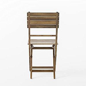 Christopher Knight Home Positano Outdoor Acacia Wood Foldable Dining Chairs, 2-Pcs Set, Natural Stained