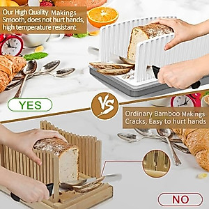 Kiss Core New Upgrade Bread Slicer for Homemade Bread, Bread Slicing Guide Adjustable Width, Foldable and Compact Cutting Guide with Crumb Tray, Suitability for Homemade Bread, Bagels, Cakes.